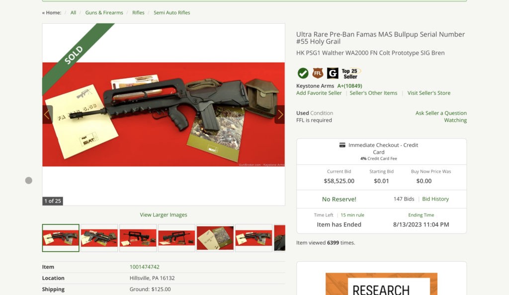 New FAMAS Auction Price Record - John1911.com Gun Blog